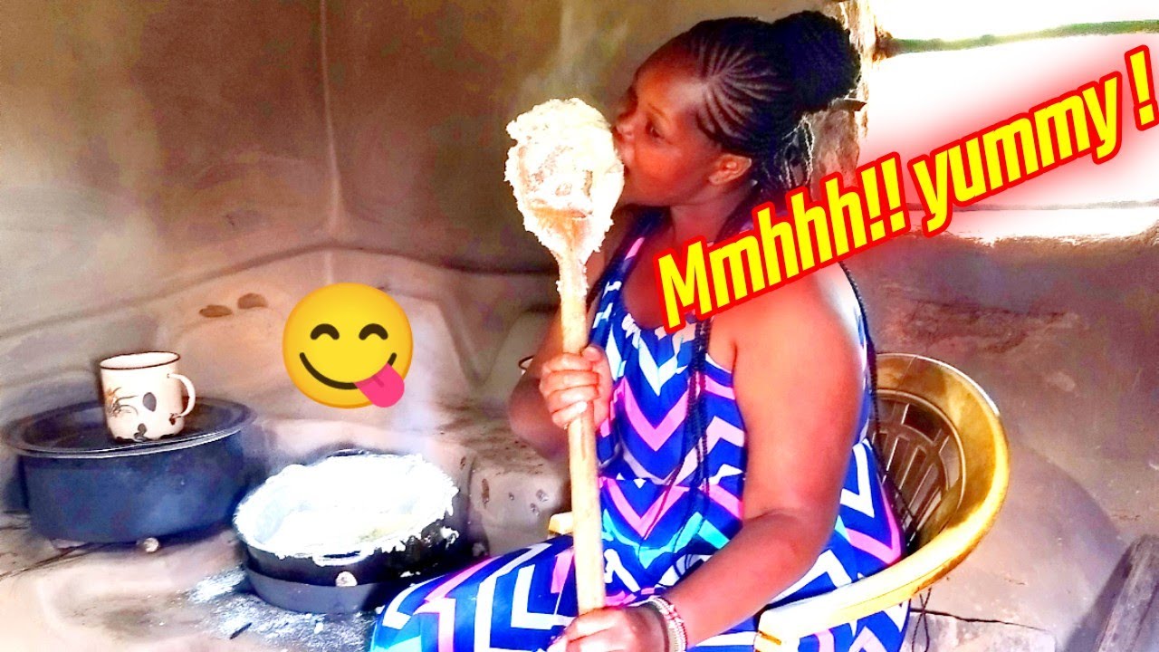 Kenyan girl cooking Ugali for her african family - YouTube