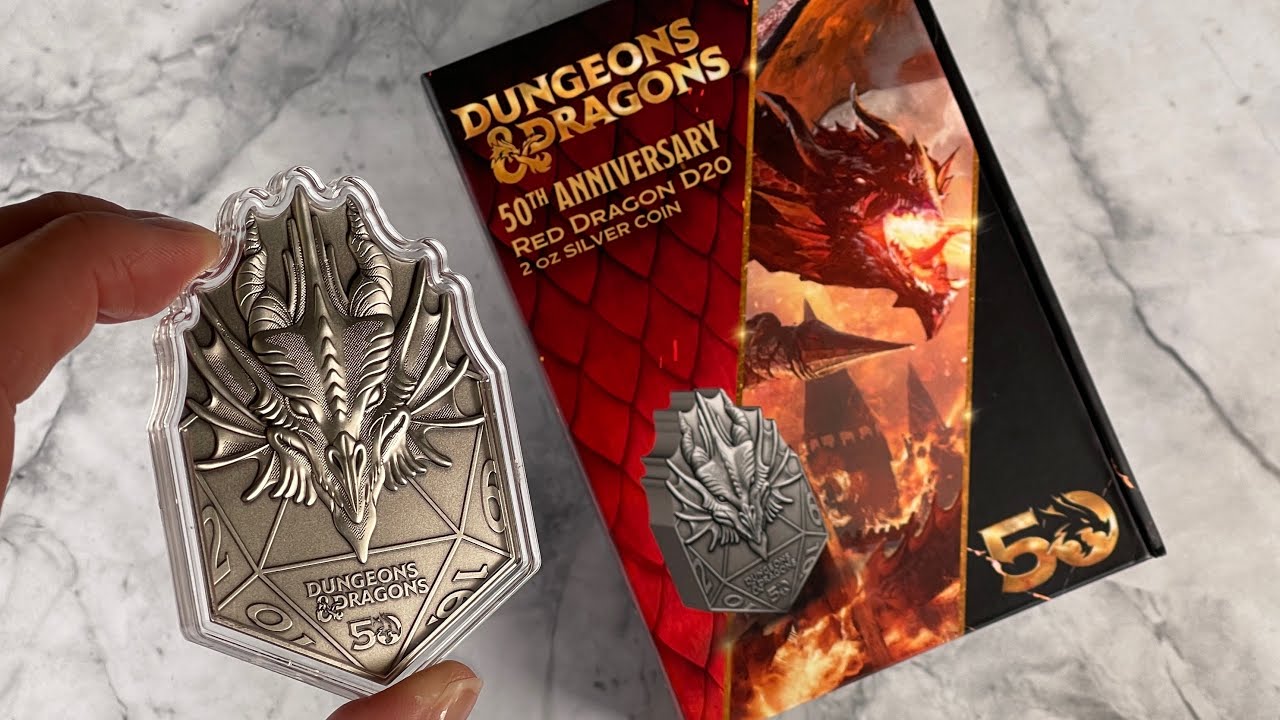 Dungeons & Dragons 50th Anniversary – Red Dragon D20 2oz Silver Coin ...