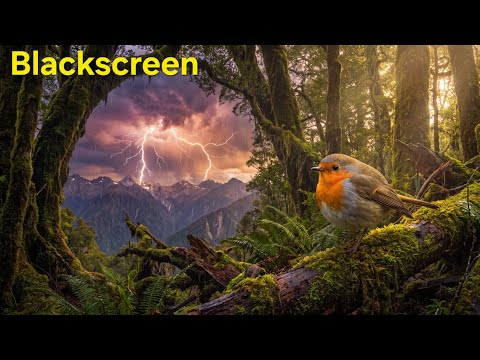 [32-Bit] Heavy Thunderstorm & Birds Sounds 8 Hours (Black Screen) ⛈️ Rain Sounds for Sleeping