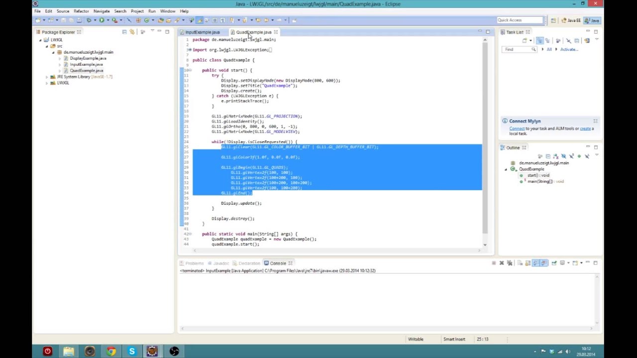LWJGL Tutorial #3 - InputExample und das bewegen von Objekten - YouTube