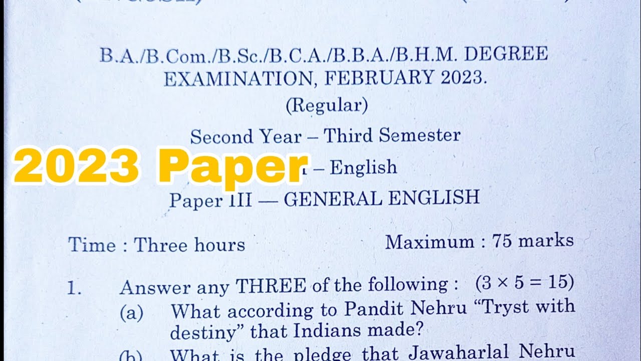 3sem English Question Paper 2023 Degree 2nd Year 3sem 2023 English 3sem-english-question-paper-2023-degree-2nd-year-3sem-2023-english
