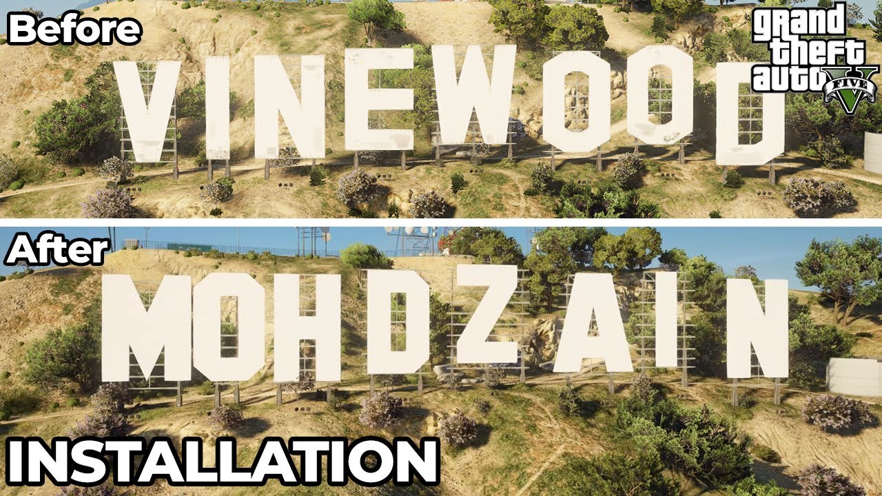How to Change Vinewood Sign in GTA 5 | A to Z Alphabets Installation ...