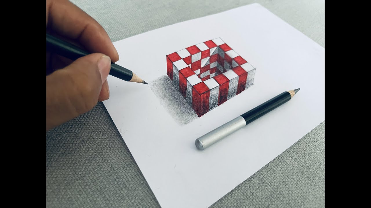 drawing 3d on papper for beginners, 3D Trick art - YouTube