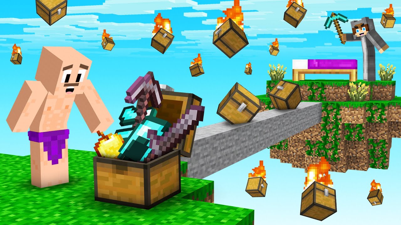 Minecraft BedWars But Raining OP Chests! - YouTube