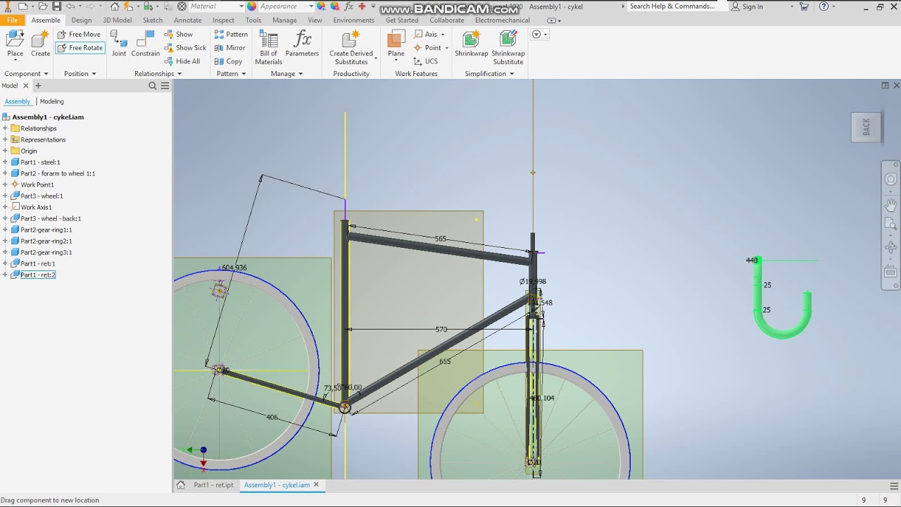 Inventor (autodesk) - bicycle - step four - YouTube