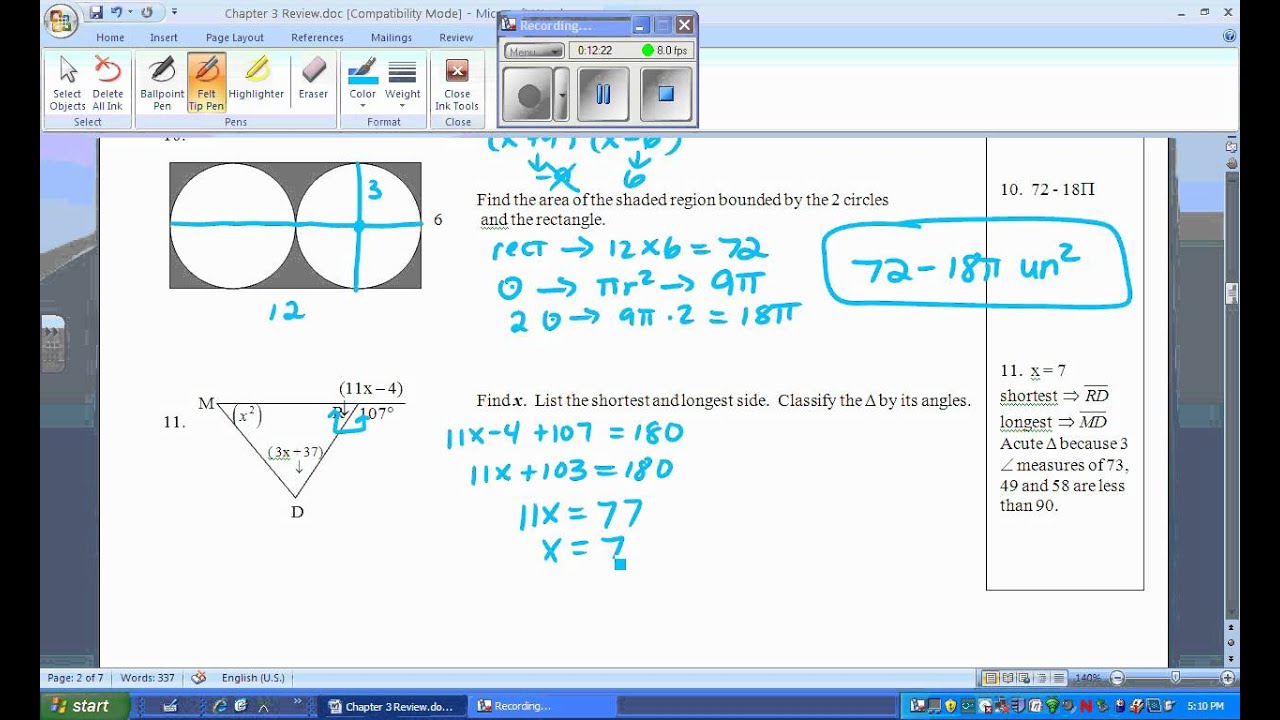ATHS Honor Geometry Review Chapter 3 Part 1 (1-21).wmv - YouTube