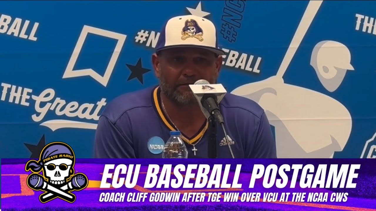 ECU Baseball Coach Cliff Godwin after the win over VCU at the NCAA CWS ...