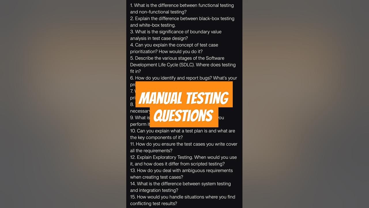 Manual Testing questions - YouTube