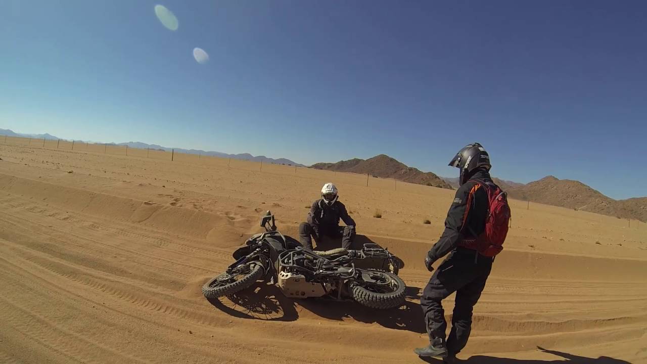 Motorcycle ride on the sandy D707, Namibia - YouTube
