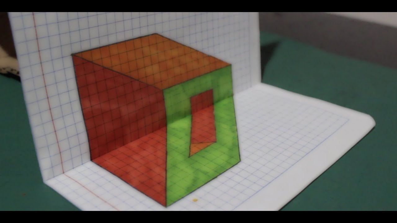 el Dibujo mágico Cubo con perspectiva en hoja de cuaderno - YouTube
