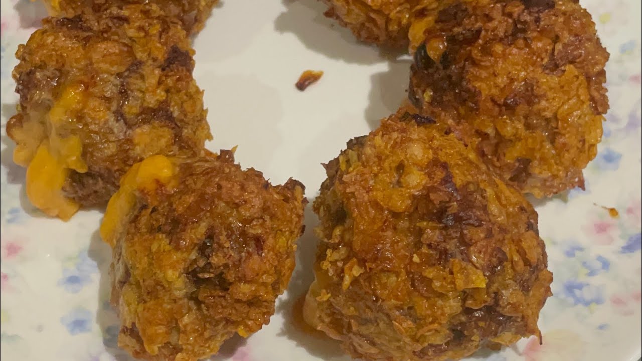 Homemade Crispy mince balls & Cheese - YouTube