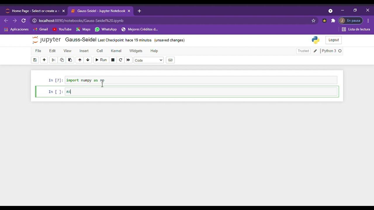 Método de Gauss-Seidel para Sistemas de ecuaciones lineales - Python ...