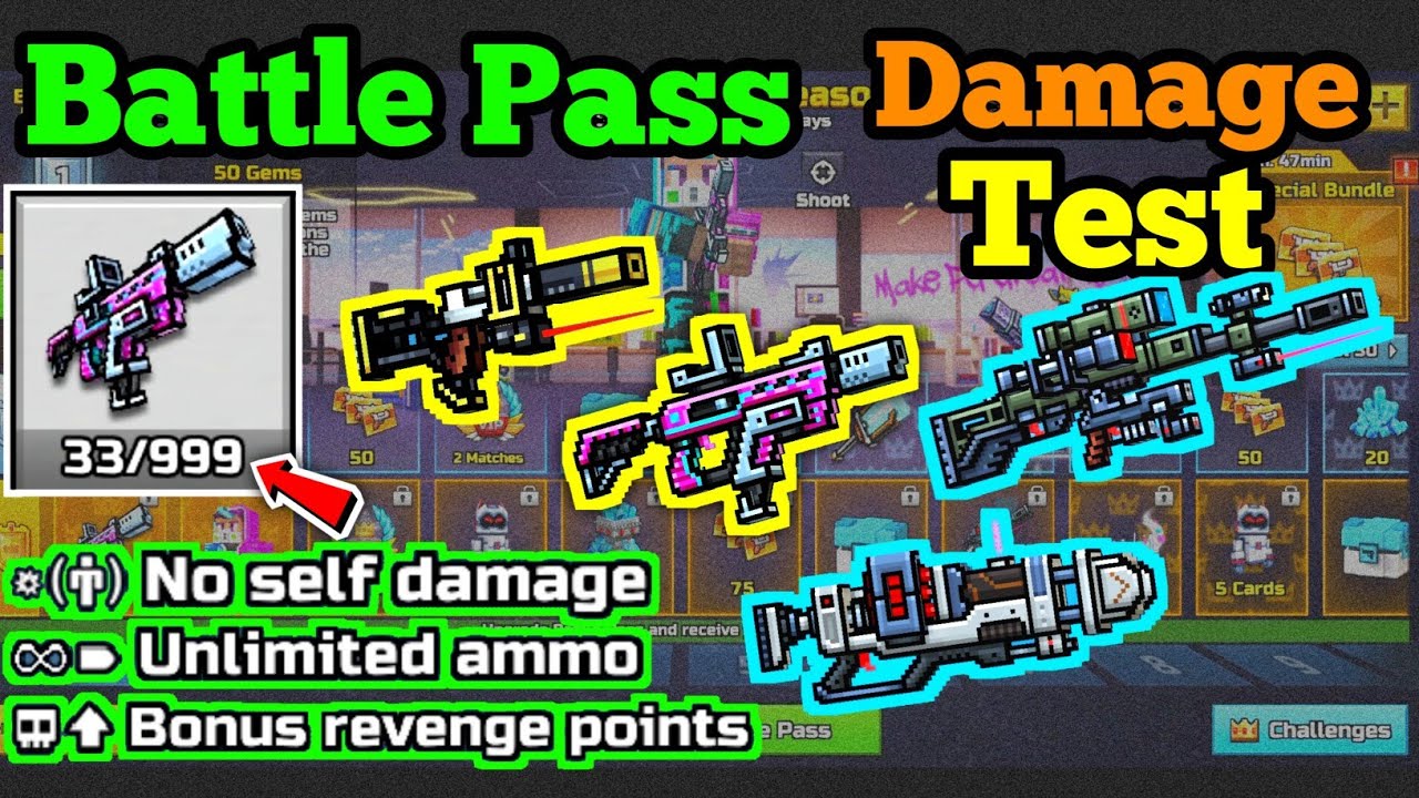 New Battle Pass Weapons Damage Test in Pixel Gun 3D - YouTube