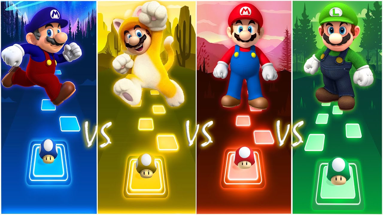 Super Mario Vs Blue Mario Vs Yellow Mario Vs Green Mario - Tiles Hop ...