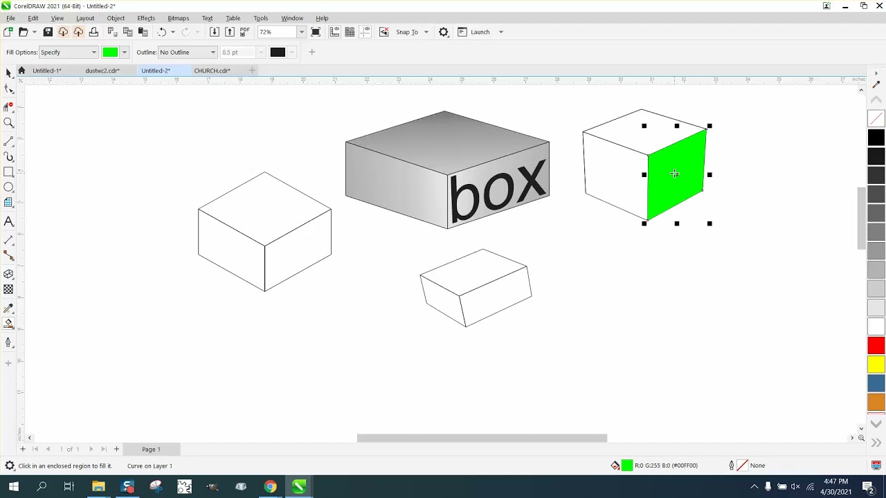 Corel Draw Tips & Tricks 3D Looking Box two ways - YouTube