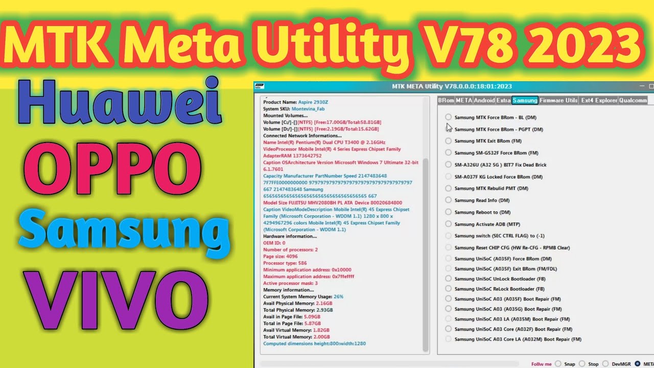 MTK Meta Utility v78 / vivo Game over mtk / Safe format , Rest frp ...