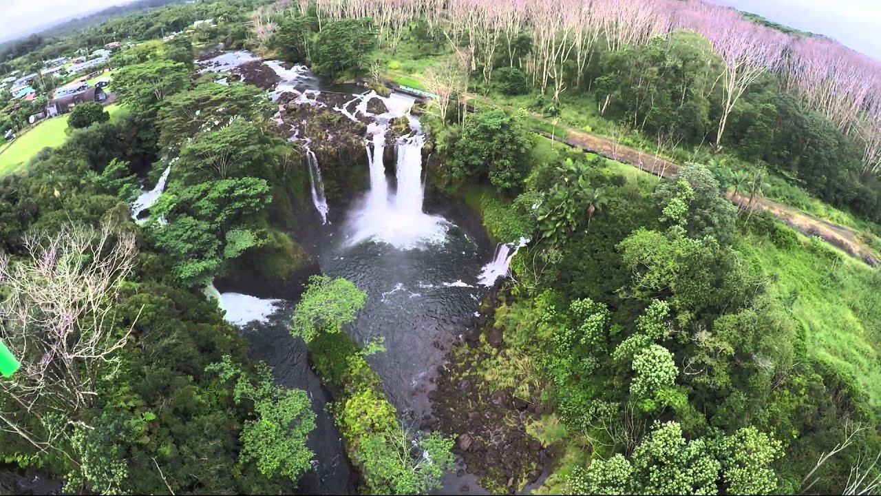 Pe'epe'e Falls and Boiling Pots Drone View - YouTube
