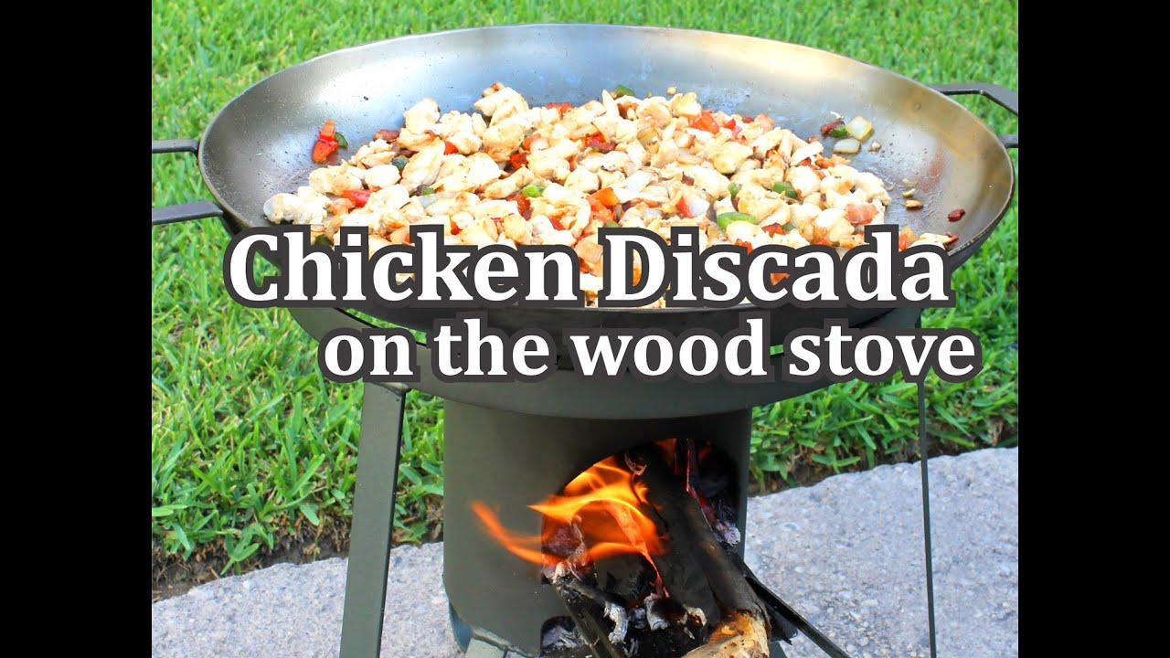 Chicken Discada on Portable Wood Stove - YouTube