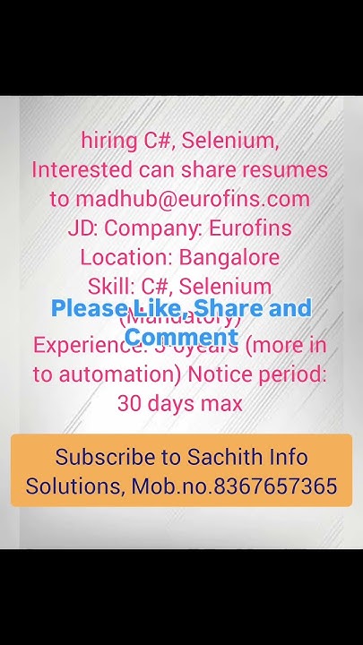 Hiring C Selenium C Selenium Testingjobs Youtube