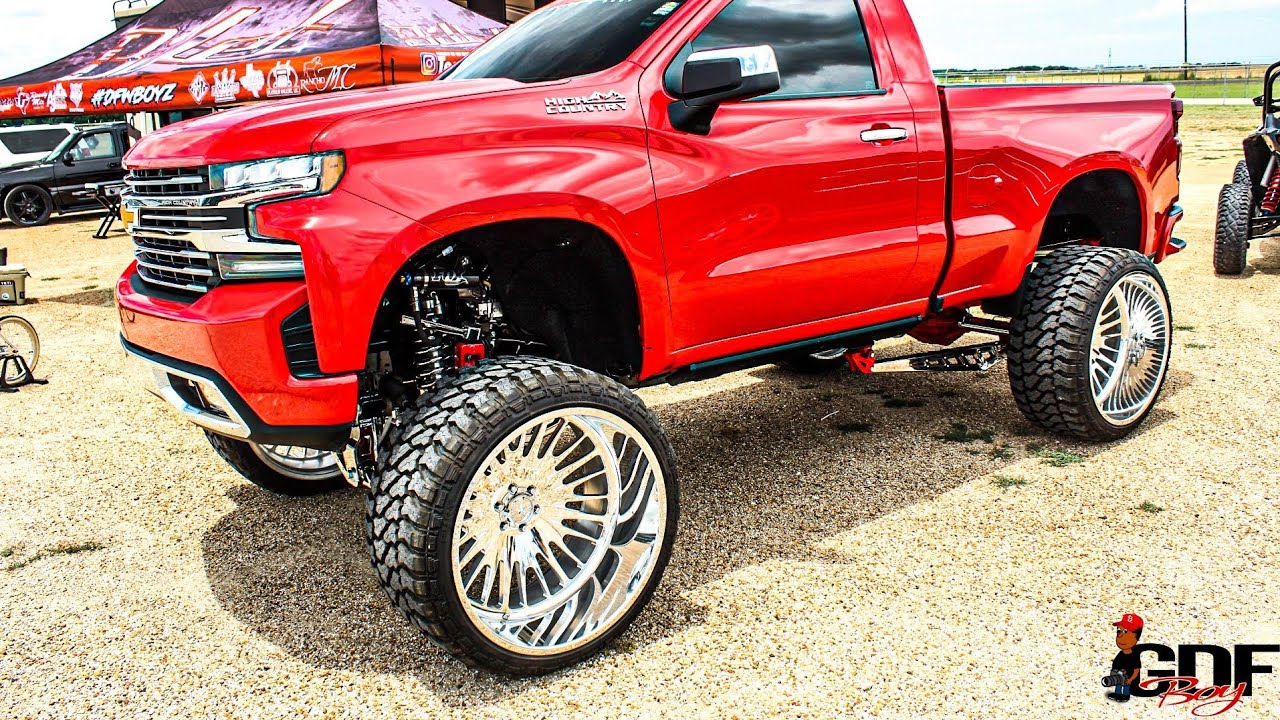 Lifted Chevy Silverado Single Cab on 28" American Force Wheels - YouTube