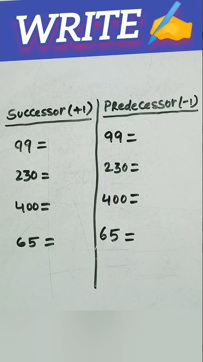 |write successor and predecessor of the given numbers| |successor ...