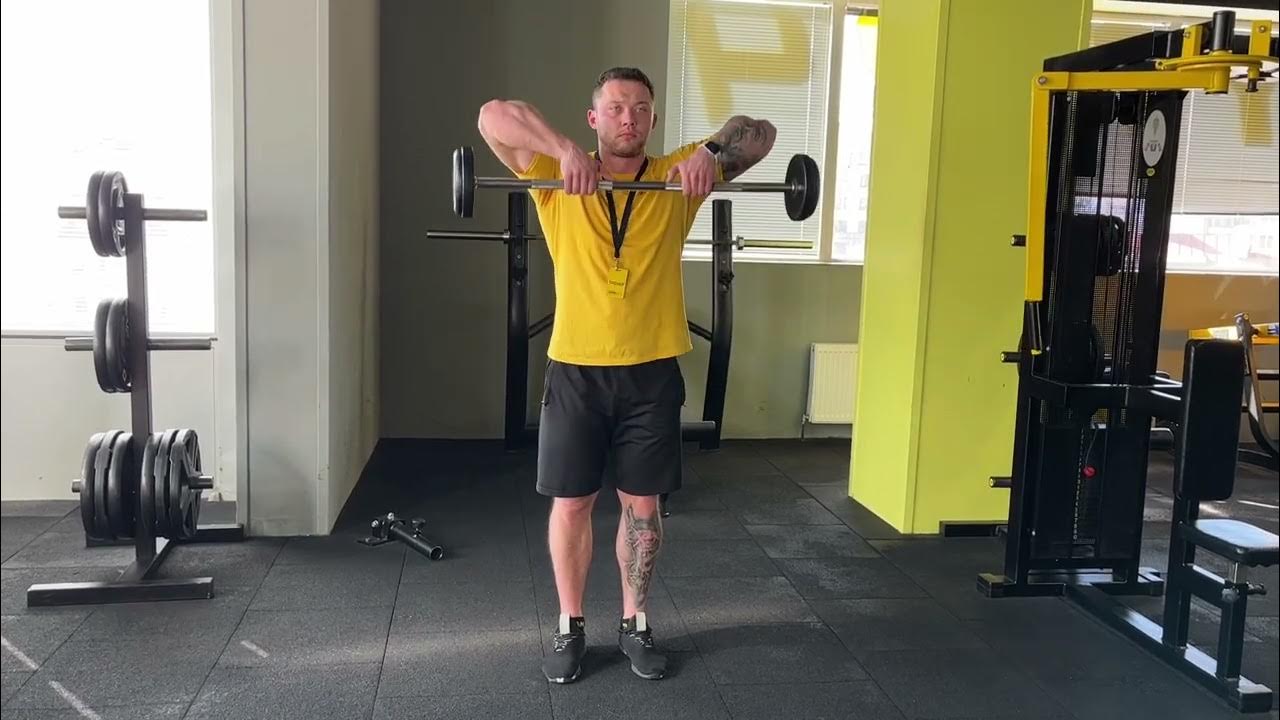 Протяжка со штангой средним хватом - YouTube