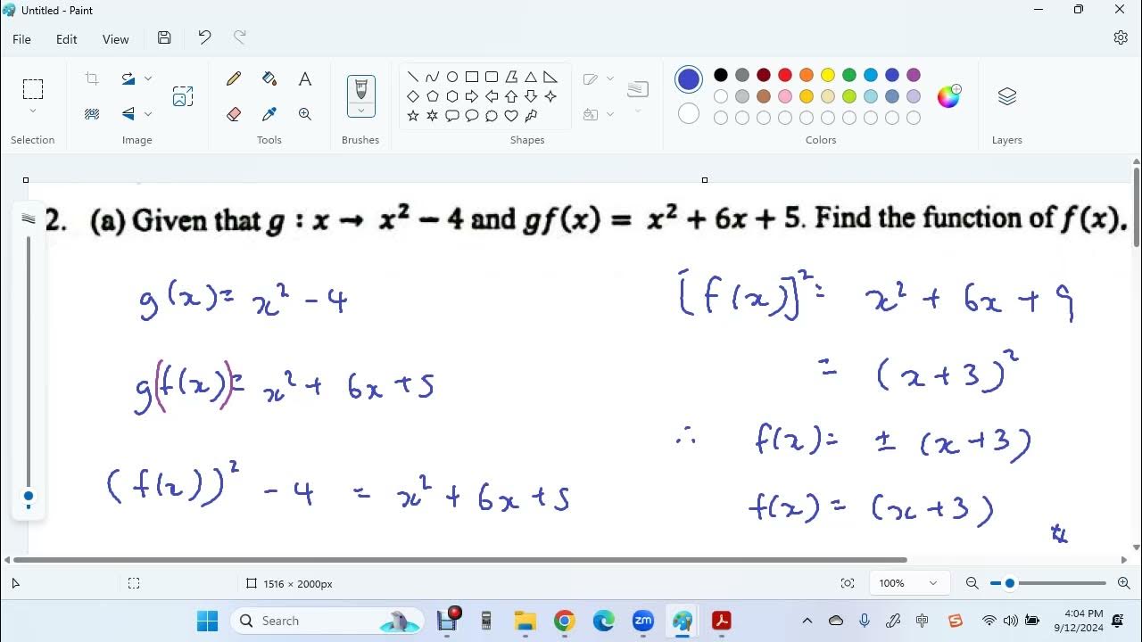 2024 F5 MT AM SMSH P2 Q 2 F4 C1 Composite function and inverse functions - YouTube