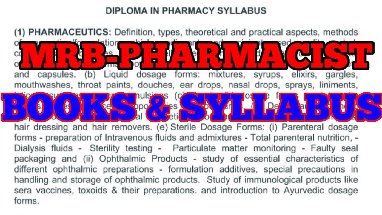 PHARMACIST EXAM BOOKS SYLLABUS FOR STATE CENTRAL GOVERNMENT YouTube pharmacist-exam-books-syllabus-for-state-central-government-youtube