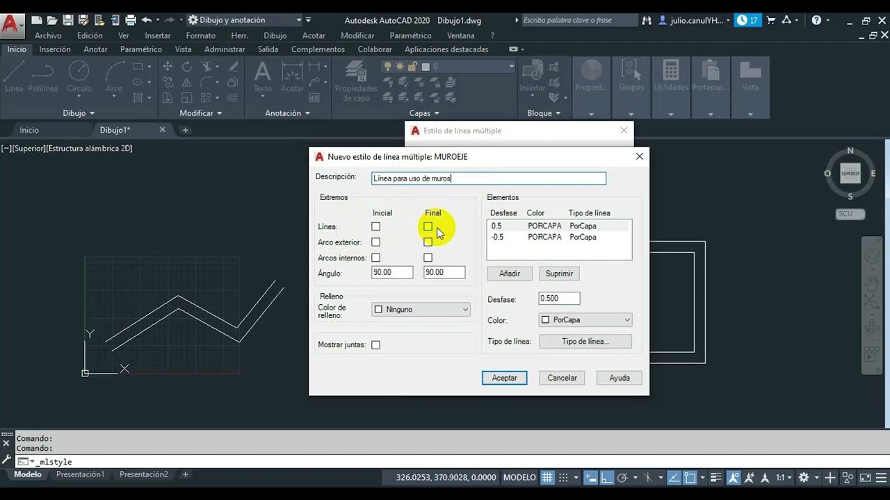 Configuración De Línea Multiple Multiline En Autocad 2020 Youtube
