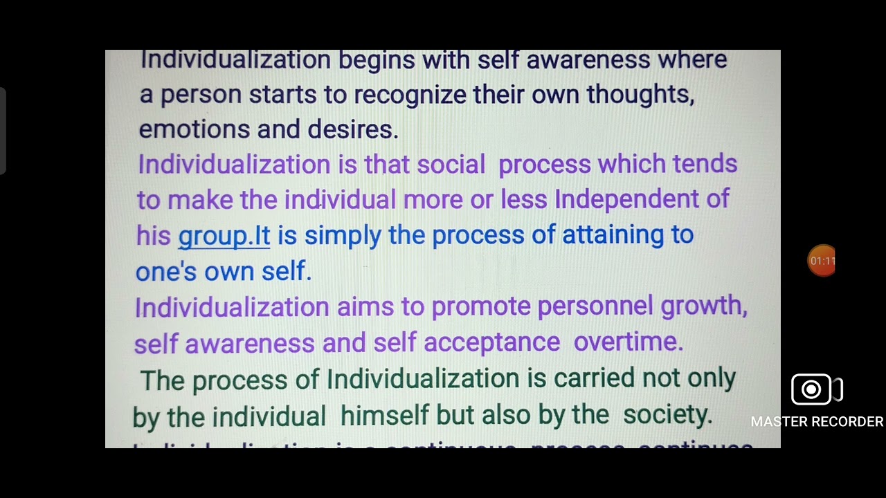 Individualization BSc. Nursing SOCIOLOGY UNIT 2 Individual and Society ...