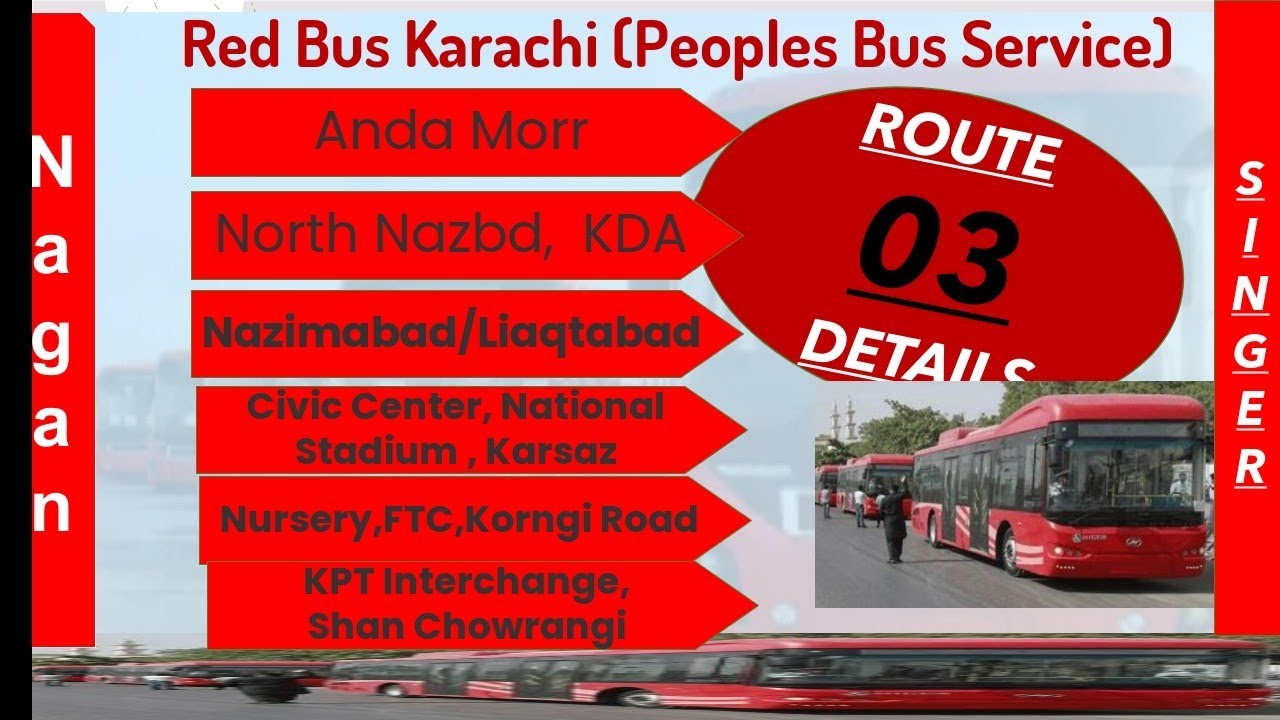 Karachi Red Bus | Route 03 | Nagan Chowrangi to Singer Chowrangi - YouTube