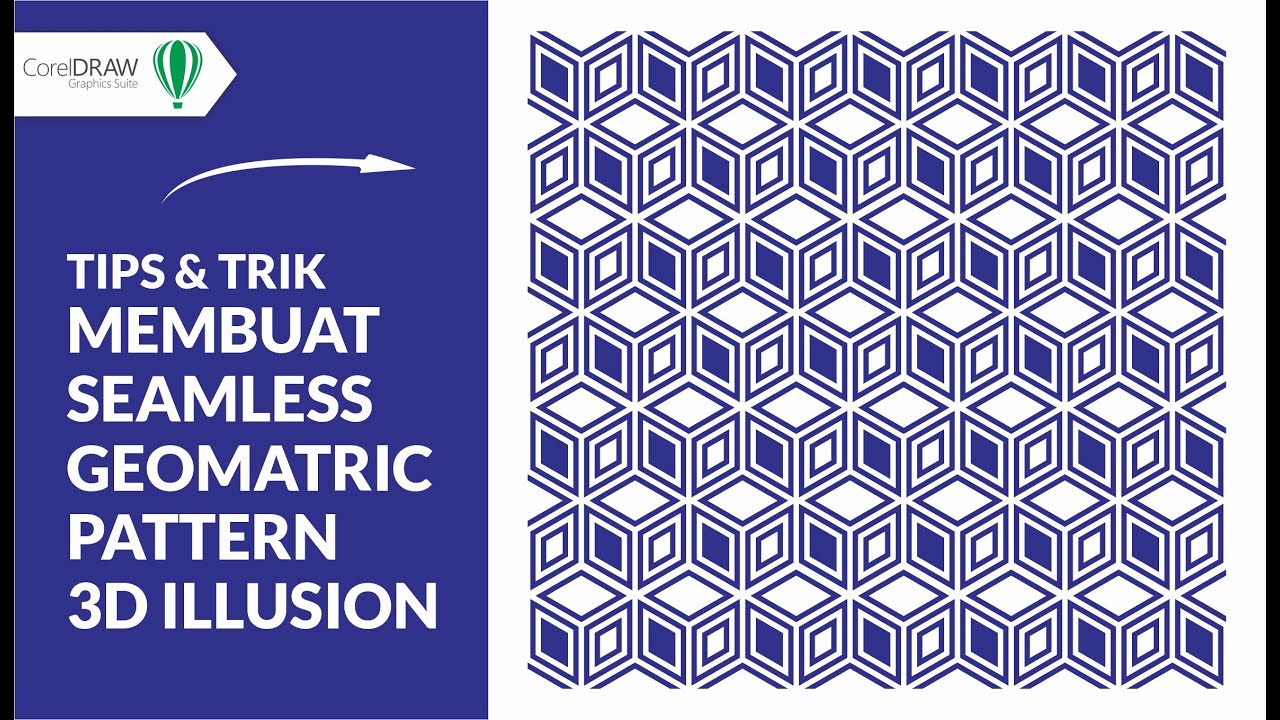 Membuat Seamless Geometric Pattern 3d illusion di coreldraw - YouTube