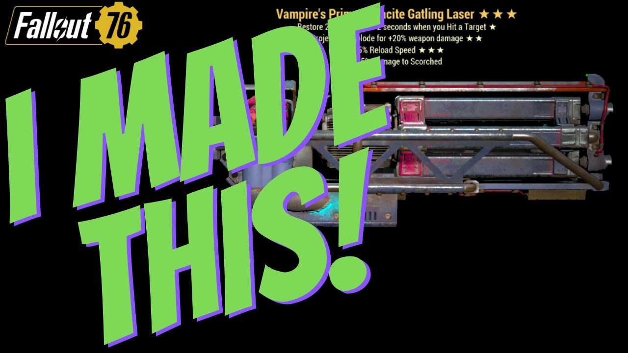 Fallout 76 - This Explosive Ultracite Gatling Laser Is Fun! - YouTube