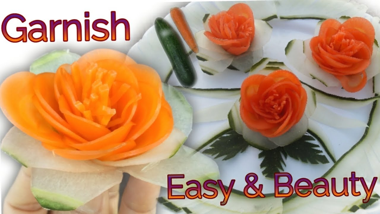 How to make easy and beautiful garnishes from carrot and cucumber part ...