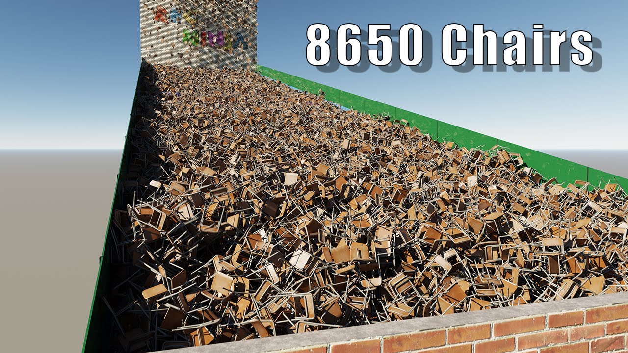 Test Massive Falling Chairs, Blender Animation, Rigid Body Simulation ...