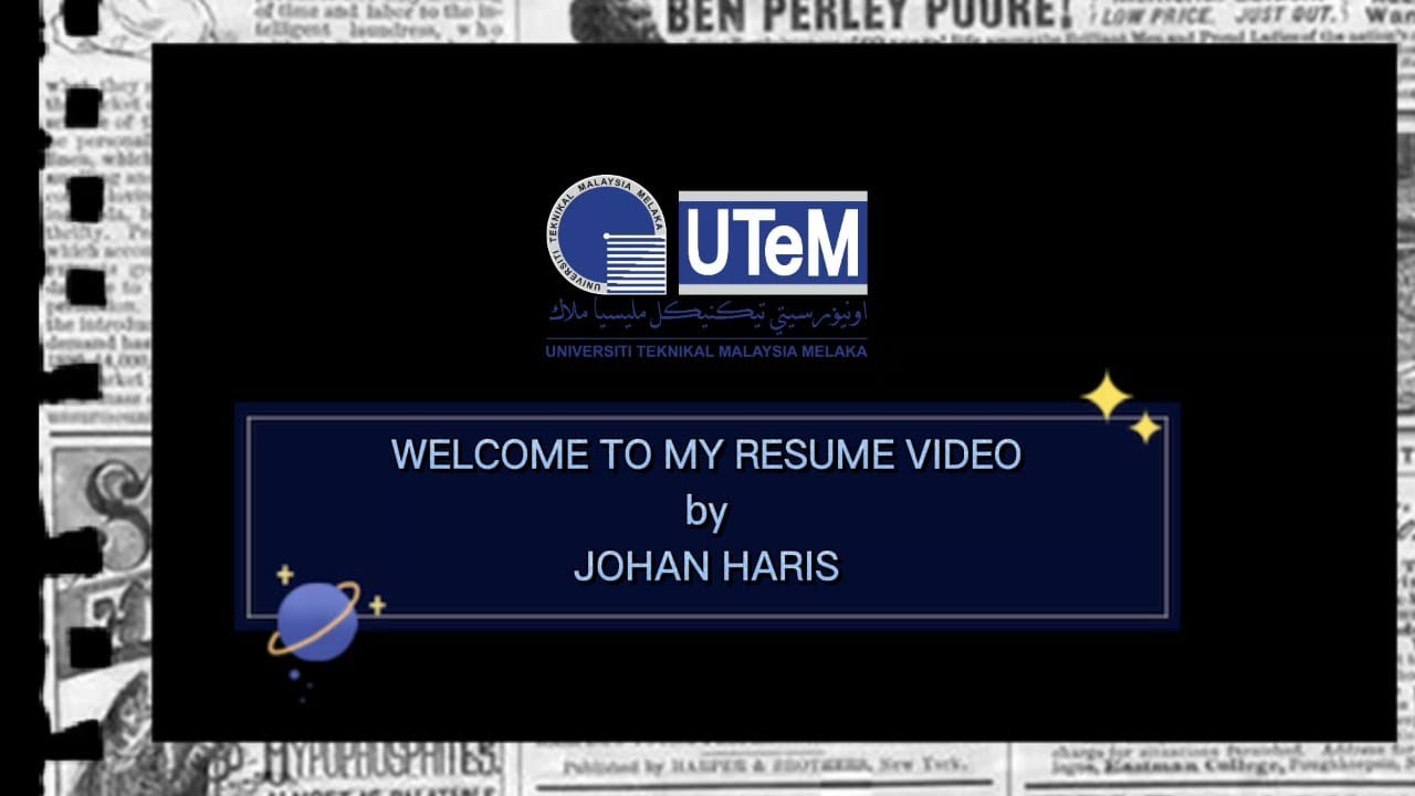 RESUME VIDEO | MR JOHAN HARIS | COMPUTER SCIENCE | UTeM - YouTube