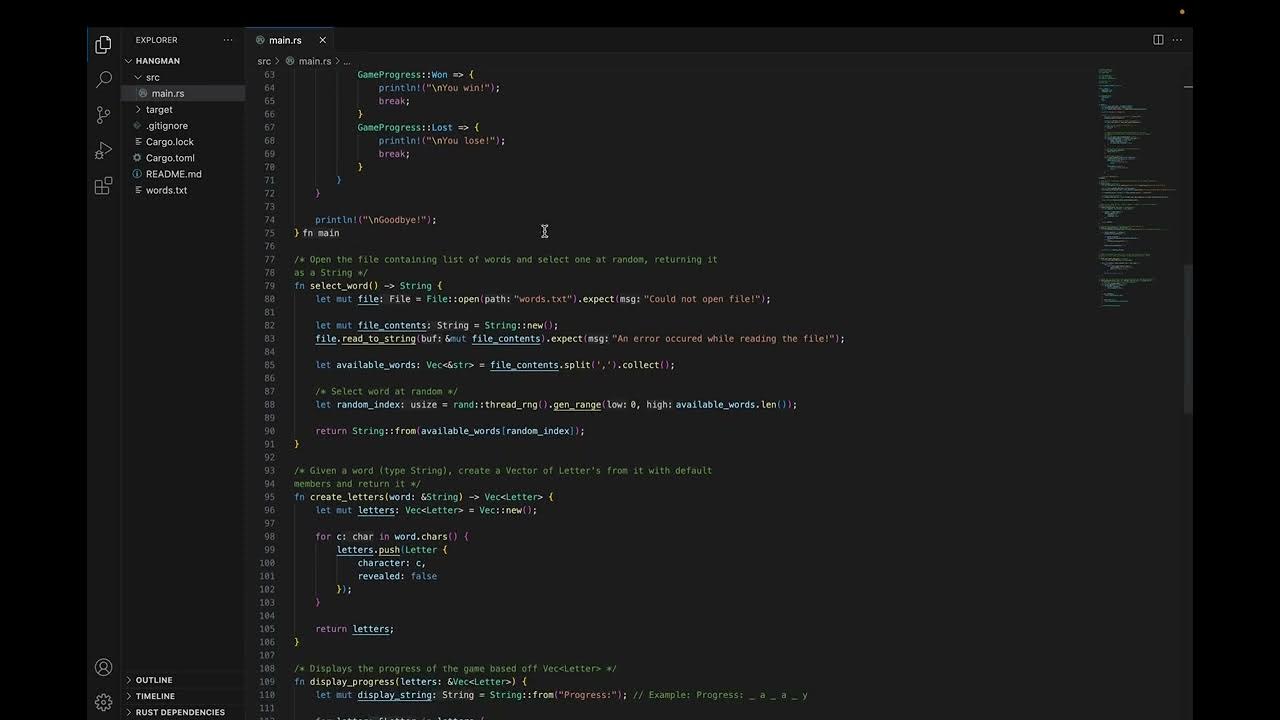 Rust Hangman Code Walktrhough - YouTube
