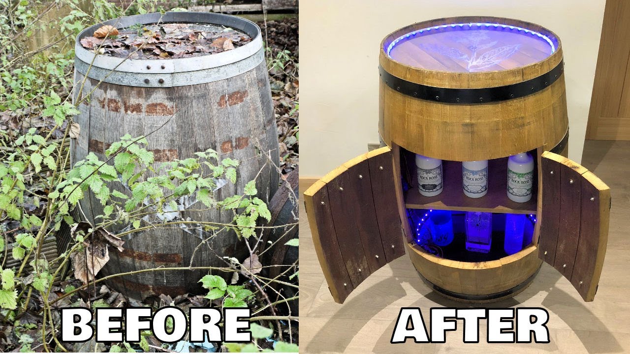 Turn a WHISKEY Barrel into the Perfect Drinks Cabinet - YouTube
