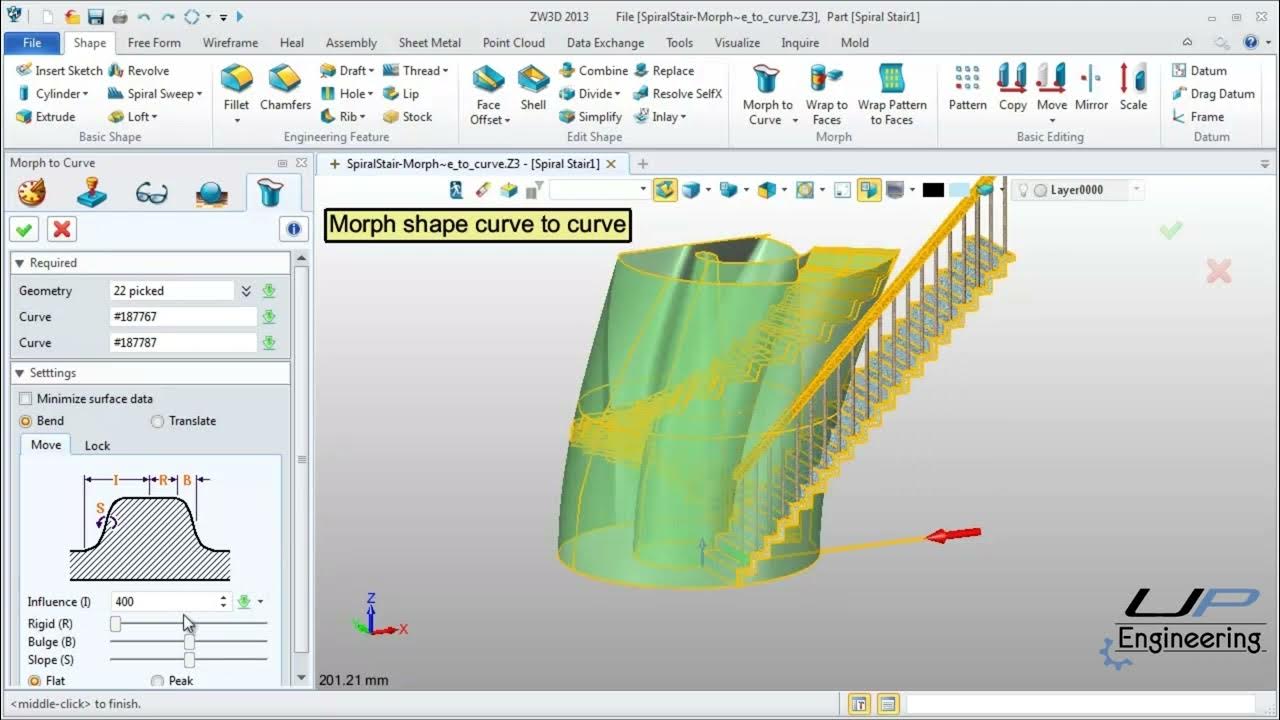 ZW3D CAD - Morph, curve to curve parancs - YouTube