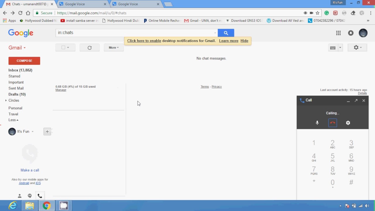 how to make a call from gmail - YouTube