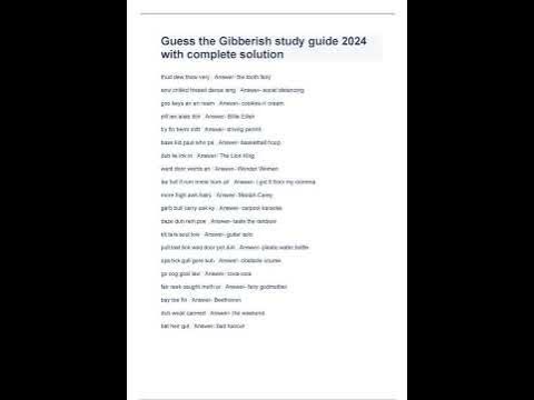 Guess the Gibberish study guide 2024 with complete solution - YouTube