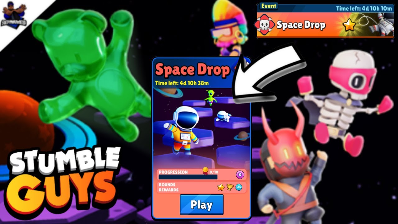 Stumble Guys Space Drop NEW Map 🧨 3K Gems winning Stumble Guys Gameplay ...