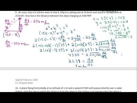 4 1 Related Rates Ships and Plane - YouTube