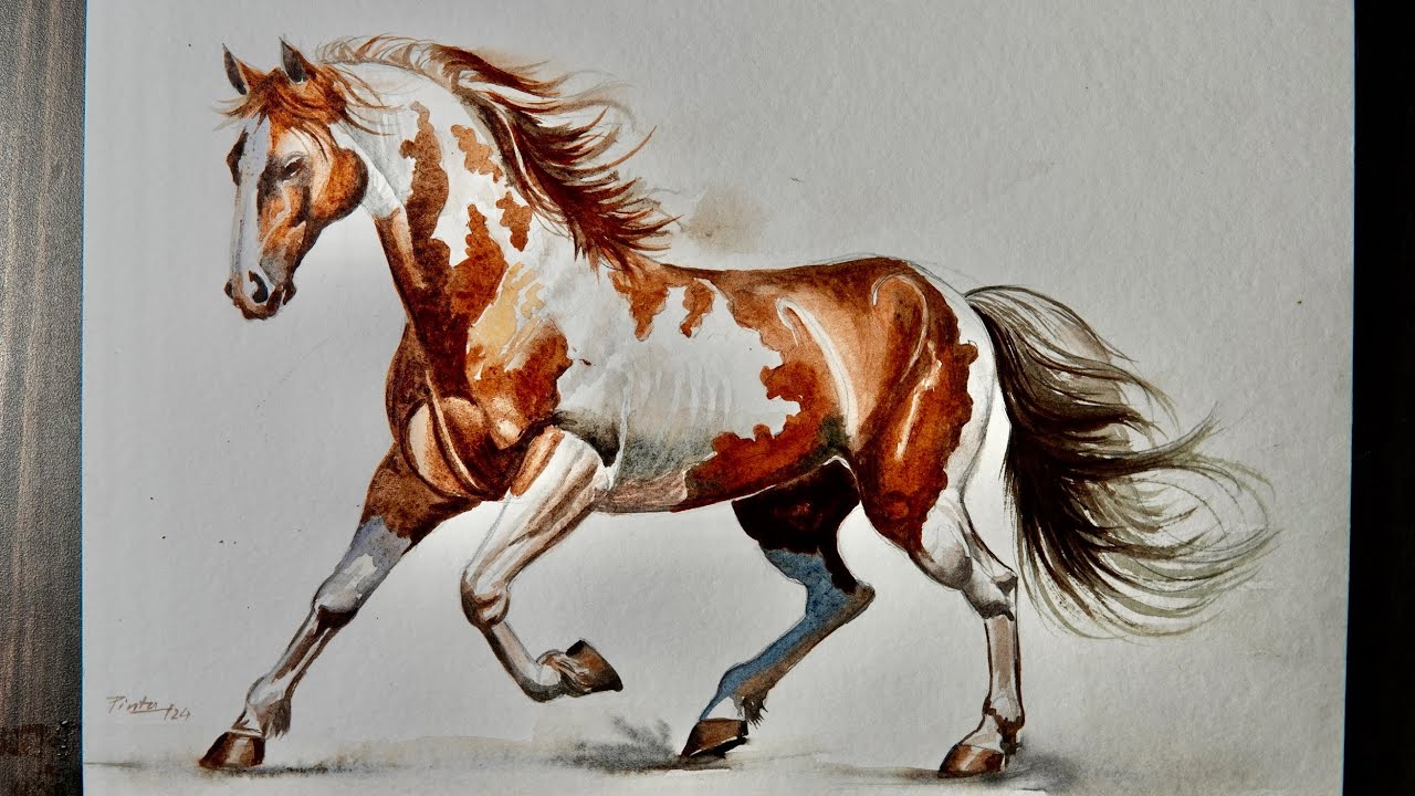 How to draw a horse | Watercolor painting - YouTube
