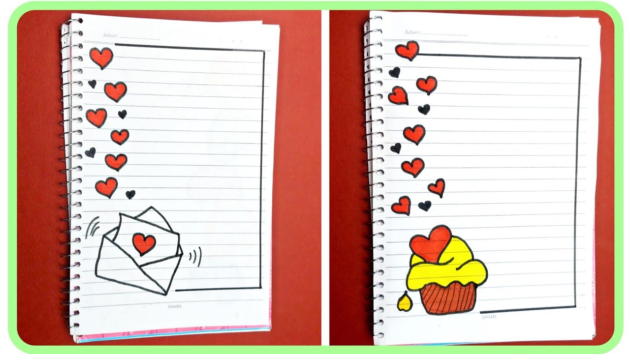 How to decorate your notebook cute and easy ..love letter drawing ...