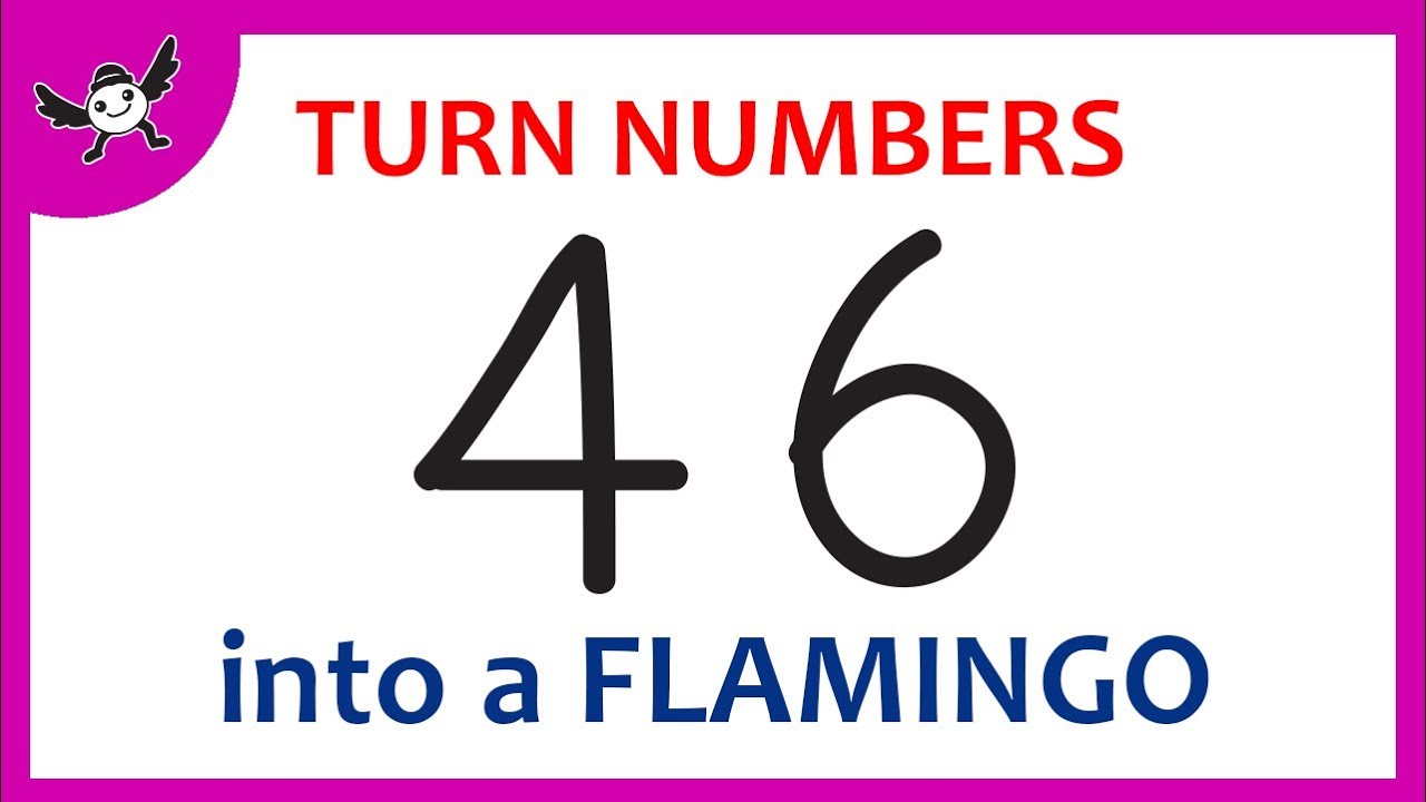 How To Turn Numbers 46 into Cartoon FLAMINGO Birds – Fun Doodle Art on ...