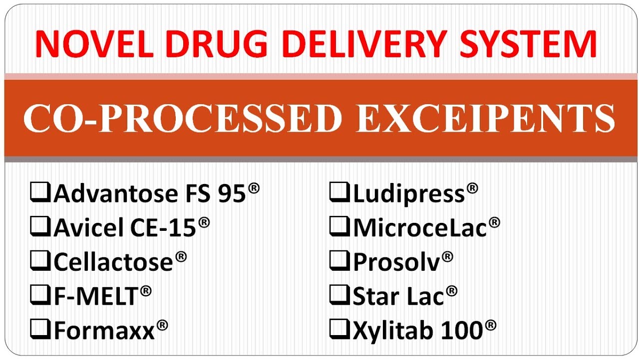 CO PROCESSED EXCIPIENTS NOVEL DRUG DELIVERY SYSTEM NOVEL EXCIPIENTS co-processed-excipients-novel-drug-delivery-system-novel-excipients