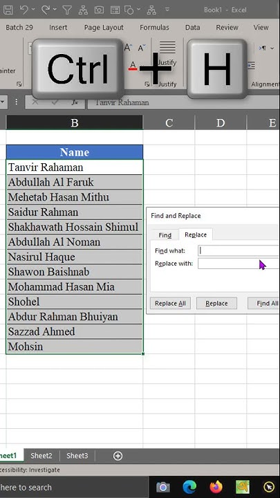 Excel Ctrl + H Button Magic 💥 MS Excel Tips and Tricks - YouTube