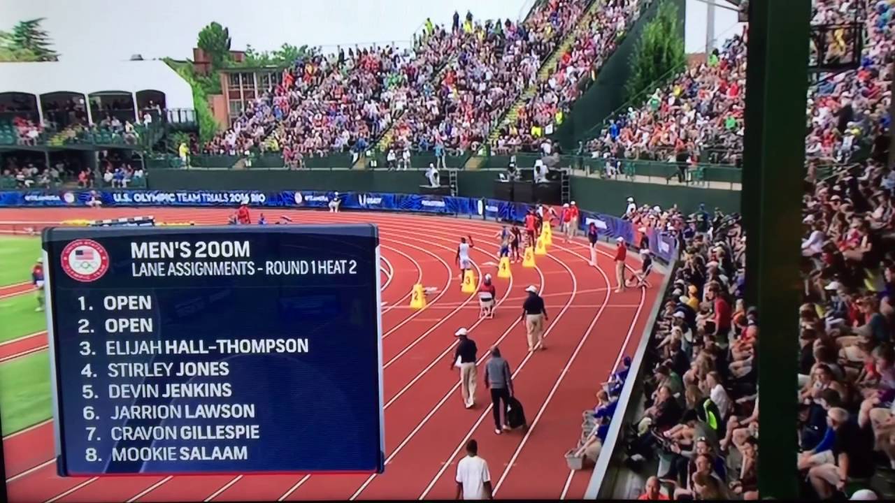 CL stsrs Eli Hall-Thompson 200m prelim Olympic trials 2016 - YouTube