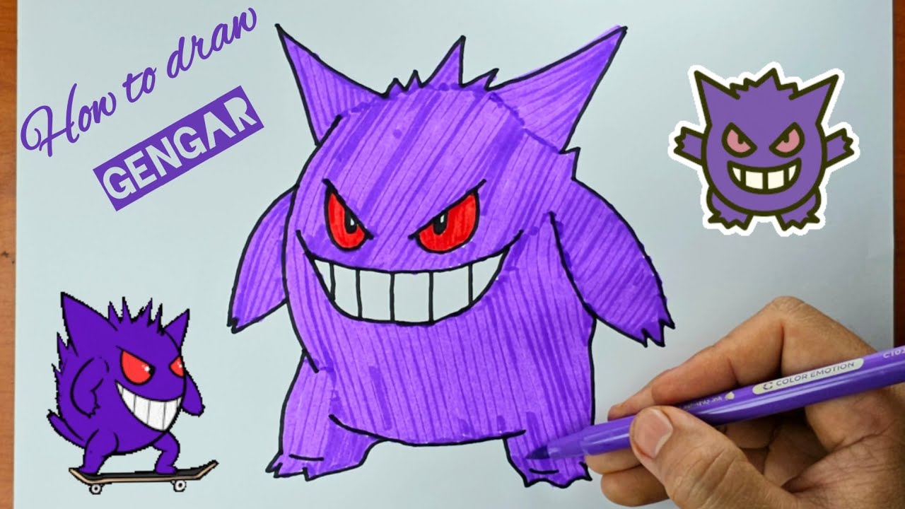 How to draw Gengar - Gengar Pokemon drawing easy - YouTube